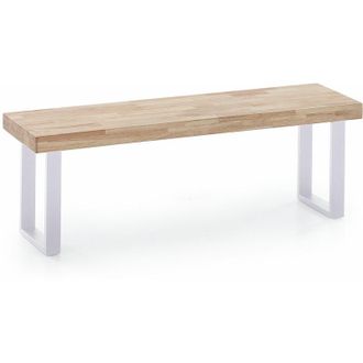 PEGANE Banc dassise coloris ch&ecirc;ne nordique / pieds blanc - Largeur 120 x Profondeur 34 cm x Hauteur 47 cm -PEGANE