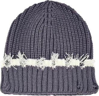 Generic Bonnet dhiver tricot&eacute; pour adulte - Bonnet en laine de couleur assortie, gris fonc&eacute;, taille unique