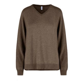 Bomboogie Femme, Pulls, Brun, Taille: 36 FR Pull en laine m&eacute;rinos &agrave; col en V