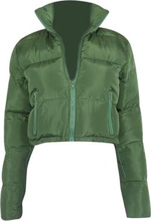 Generic 2026 Printemps Femmes Automne et Hiver Mode Cardigan Manches Longues Col Montant Chaud Pain Veste Casual, Vert, XL