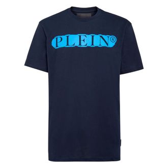 Philipp Plein T-Shirt Rundhals SS Spray Effekt Print - - Tops - Herren - Blau - 2XL