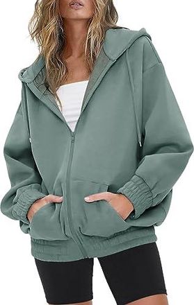 Generic 2026 Vestes &agrave; capuche &agrave; fermeture &eacute;clair pour femmes, adolescentes, filles, v&ecirc;tements surdimensionn&eacute;s, v&ecirc;tements dautomne mignons, veste d&eacute;contract&eacute;e 