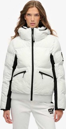 Superdry Bomber de ski &agrave; capuche - Blanc