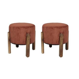 The Home Deco Factory HD0336, Set mit 2 Cotele Scott Terrakotta-Hockern, Weichheit, M&ouml;bel, Sitz, Bank und Hocker, 35,5 x 35 x 35 cm, Sitzh&ouml;he 30 cm, Terrakotta-Braun