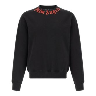 Palm Angels Neck Logo Sweatshirt - - Sweatshirts & Hoodies - Herren - Schwarzk - XS