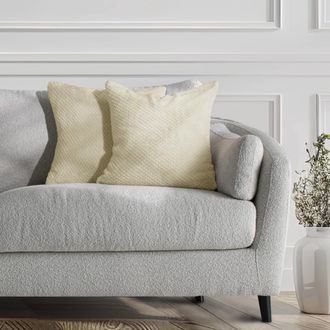 Decoking 57483 2tlg 2 Kissenbez&uuml;ge 45x45 cm Mikrofaser Rei&szlig;verschluss Fleece Kissenh&uuml;llen Creme Ecru Henry