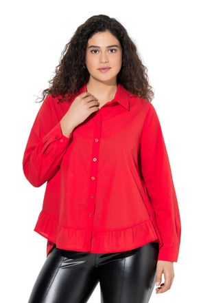 Ulla Popken Damen gro&szlig;e Gr&ouml;&szlig;en &Uuml;bergr&ouml;&szlig;en Plus Size Bluse, Volantsaum, A-Linie, Hemdkragen, Langarm Lychee 62+ 842170530-62+