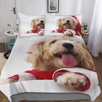 Generic Niedliche Hunde Bettw&auml;sche 135x200 Weihnachtsmotiv Bettw&auml;sche-Sets f&uuml;r Kinder Jungen Bettbezug Set 3D Druck Bettbez&uuml;ge Weiche Mikrofaser mit Rei&szlig;vesch