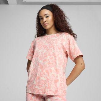 Puma ESS NATURE 2.0 Relaxed AOP T-Shirt Damen, Kleidung, Wei&szlig;, L