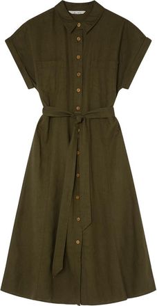 Springfield Damen Vestidomidiconbotonesycinturón Midi-Hemdkleid, Grau/Khaki, 34