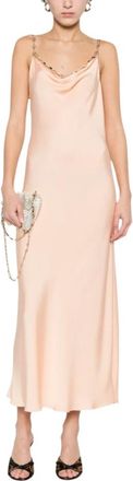 Paco Rabanne Femme, Robes, Rose, Taille: 38 FR Satin Chain Strap Midi Dress