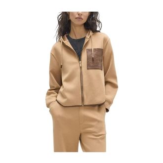 Lola Casademunt SweaT-shirt zipp&eacute; avec poche avant en similicuir et maxi appliqu&eacute; - Femme - Sweatshirts et sweats &agrave; capuche - Beige - Taille: 38 FR