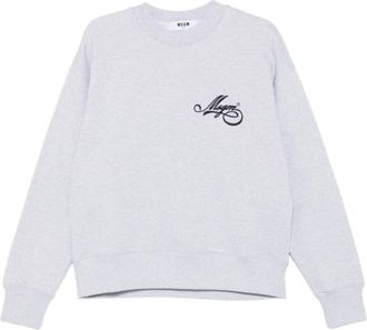 Msgm Msgm, Femme, Sweatshirts et sweats &agrave; capuche, Gris, Taille: 38 FR Crewneck Jersey SweaT-shirt with Cursive Logo