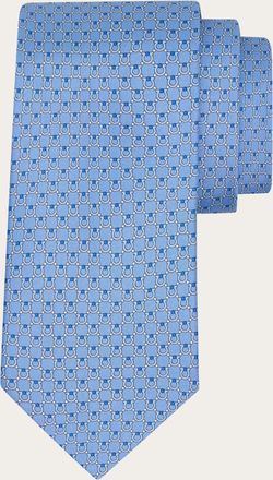 Ferragamo Herren Seidenkrawatte mit Gancini-Print Blau