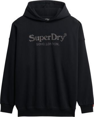 Superdry Damen L&auml;ssiges Venue Hoodie in Metallic-Optik Schwarz 42
