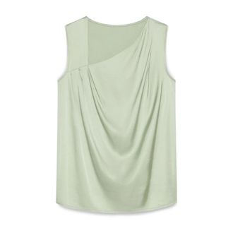 Fiorella Rubino Bluse aus Stretch-Satin mit asymmetrischer Drapierung - - Tops - Damen - Gr&uuml;n - 2XL