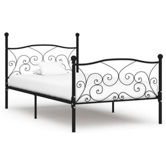 vidaXL Bettgestell mit Lattenrost Schwarz Metall 90&times;200 cm Vidaxl