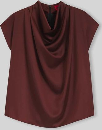HUGO BOSS Regular Fit Kurzarmbluse mit Wasserfallkragen Modell Casmena-1