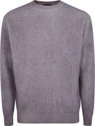 Avant Toi Homme, Pulls, Gris, Taille: L Pull Col Rond Jacquard D&eacute;grad&eacute; Tonal Peint &agrave; la Main