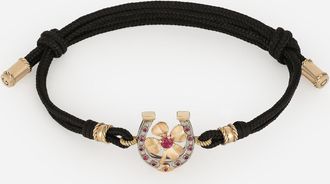 Dolce & Gabbana Armband Good Luck Aus Stoff Mit Anhänger Aus Gelbgold 18 Karat - Mann Armbänder Gold M