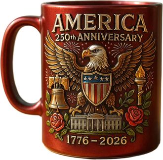 Generic USA 250 -j&auml;hrige Jubil&auml;um Gedenkbecher - Red Eagle Coffee, Keramik Kaffeetasse Feiern Die USA 250. US Navy Jubil&auml;en Milchbecher Tee -Tassen Geschenk F