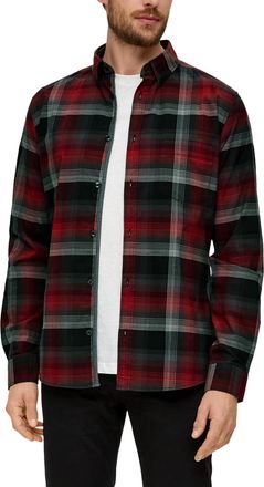 s.Oliver Herren 2137932 Hemd Langarm mit Karomuster, 31N1 rot, S