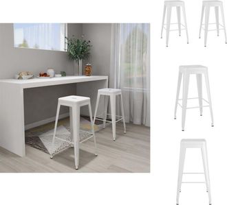 vidaXL Barhocker Stapelbar 2 Stk. Wei&szlig; Metall - Industrieller Barhocker - Metall Barhocker - Wei&szlig;er Barhocker - H&ouml;hbarer Stuhl - Barhocker Stapelbar