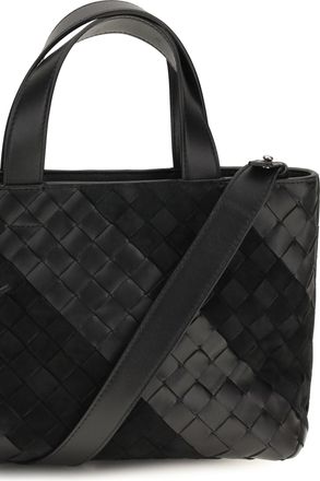 Bottega Veneta Intrecciato Lambskin Leather Shoulder Bag - Black