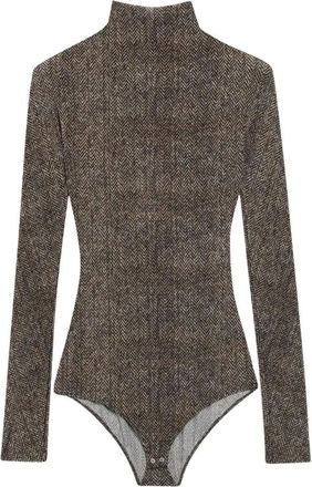 Maison Margiela Bedruckter Fischgr&auml;ten-Body - - Tops - Damen - Braun - S