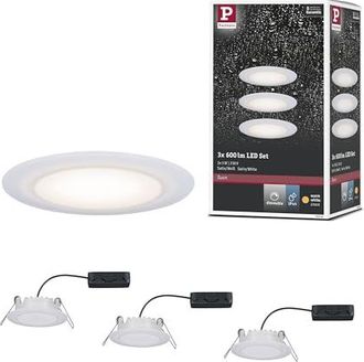 Paulmann 999.40 Premium Einbauleuchten-Set Suon LED dimmbar 2700K 3x6,5W 230 V Satiniert