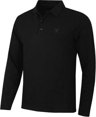 Lyle & Scott Polo de golf Supima &agrave; manches longues en coton pour homme, noir profond, L