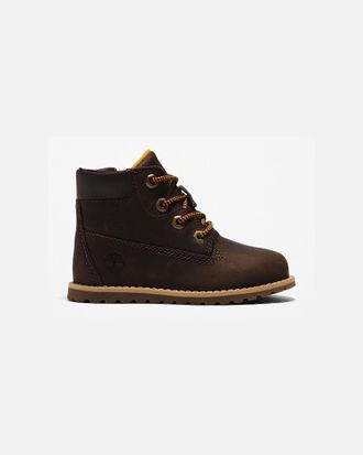 Timberland Pokey Pine Boot mit seitlichem Rei&szlig;verschluss f&uuml;r Kleinkinder in Dunkelbraun, Braun, Gr&ouml;&szlig;e