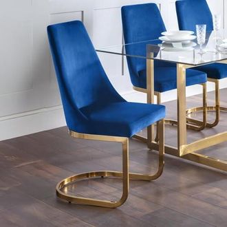 Julian Bowen 2er-Set Freischwinger-Esszimmerst&uuml;hle Vittoria, Blau