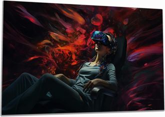 Wallario Herdabdeckplatte/Spritzschutz aus Glas, 1-teilig, 90x52cm mit 13mm hohen Füßen, für Ceran- und Induktionsherde, Eintauchen in die virtuelle Realität