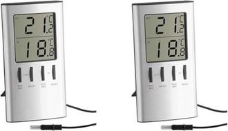 TFA Dostmann Digitales Innen-Außen-Thermometer, Außentemperatur, Innentemperatur, ideal auch für Gefriergerät/Aquarium, L 64 x B 22 (77) x H 120 mm (Packung mit 2)