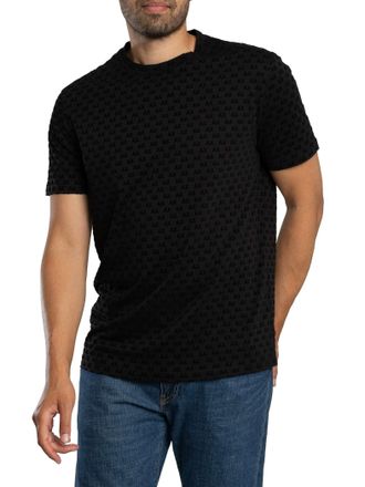 A|X Armani Exchange Markenmuster-T-Shirt, Schwarz