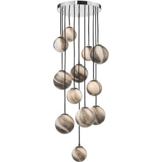 D&auml;r Lighting DAR MIKARA - Cluster Suspension Verre Chrome Poli 1,5M, 12x G9