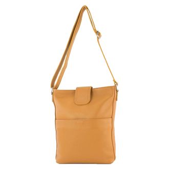 modamoda.de T224 Damen Leder Umh&auml;ngetasche Schultertasche Medium handmade in Italy, Farbe:Camel