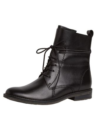 Marco Tozzi Damen Stiefeletten zum Schn&uuml;ren aus Leder Flach, Schwarz (Black), 38 EU