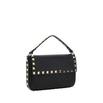 Valentino Garavani Womens Black Calf Leather Bos Taurus Shoulder Bag