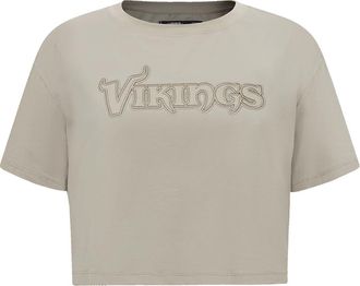 Pro Standard Womens NFL Minnesota Vikings Neutral Kurzarm Boxy T-Shirt Taupe M