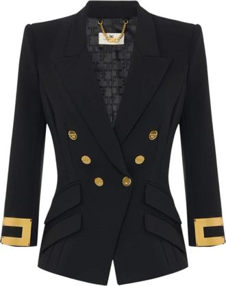 Elisabetta Franchi Blazer Stretch Cr&ecirc;p&eacute; Double Boutonnage - Femme - Vestes - Noir - Taille: 36 FR