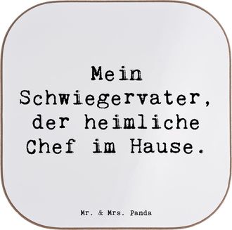 Mr. & Mrs. Panda Untersetzer f&uuml;r Gl&auml;ser Spruch Schwiegervater Chef - Geschenk, Verwandtschaft, Familienbeziehungen, gl&auml;seruntersetzer, deko, Familienbanden, Jubil&auml;en, 