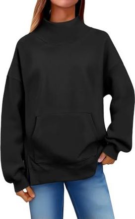 Generic Sweat &agrave; Capuche Femme Sweat-shirt Saison Imprim&eacute; Graphique Manches Longues Pull Tricot&eacute; Tops Col Montant Pull Femme Sweat-shirt Sans, Noir, 3XL