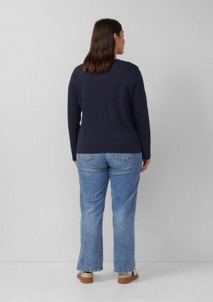 s.Oliver Langarmshirt T-Shirt Verk&uuml;rztes Shirt mit Stickerei-Detail