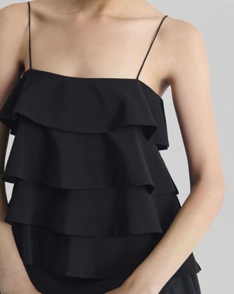 Iro Ruffled Tank Top - Black