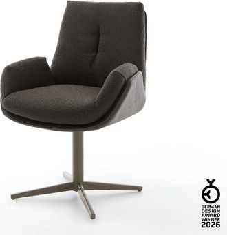 DELIFE Drehstuhl Clea-Flex Materialmix Schwarz Fu&szlig;kreuz Effektfinish Titan 360&deg; drehbar, Esszimmerst&uuml;hle