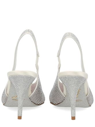 Rene Caovilla Silver Polyamide Slingback Heel - Silver