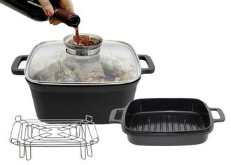 ELO Basic - Multifunktionstopf-Set Cubus, Aluminiumguss, hochwertige Antihaftversiegelung, kratzfest, backofenfest, f&uuml;r alle Herdarten