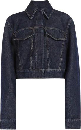 Sportmax Femme, Vestes, Bleu, Taille: 44 FR Veste Courte en Denim